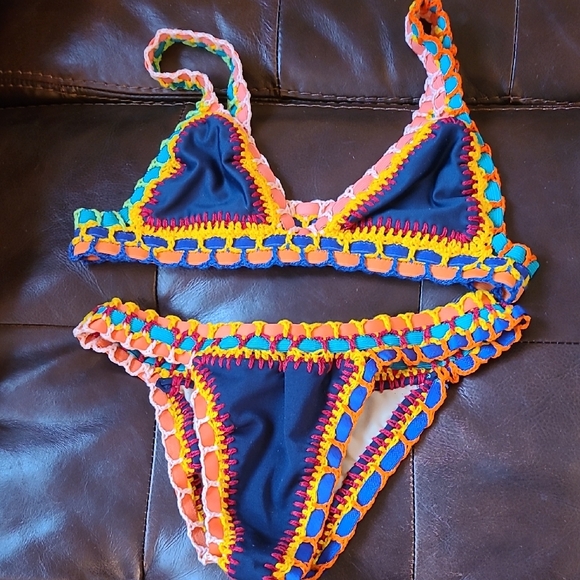 Swim | Vibrant Crochet Trim Bikini Set | Poshmark